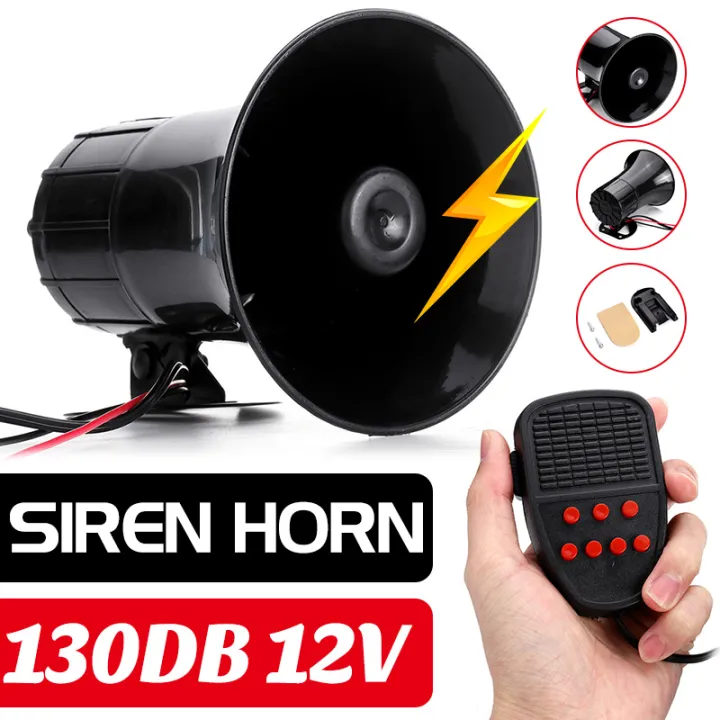 【50W】（130db）Car Warning Alarm Police Siren Horn Fire Siren Horn PA ...