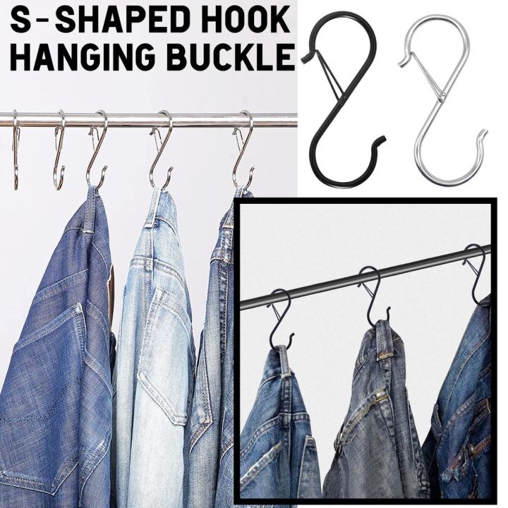 YESPERY 1 2Pcs Stainless Steel S Shaped Kitchen Bathroom Clothing S ...