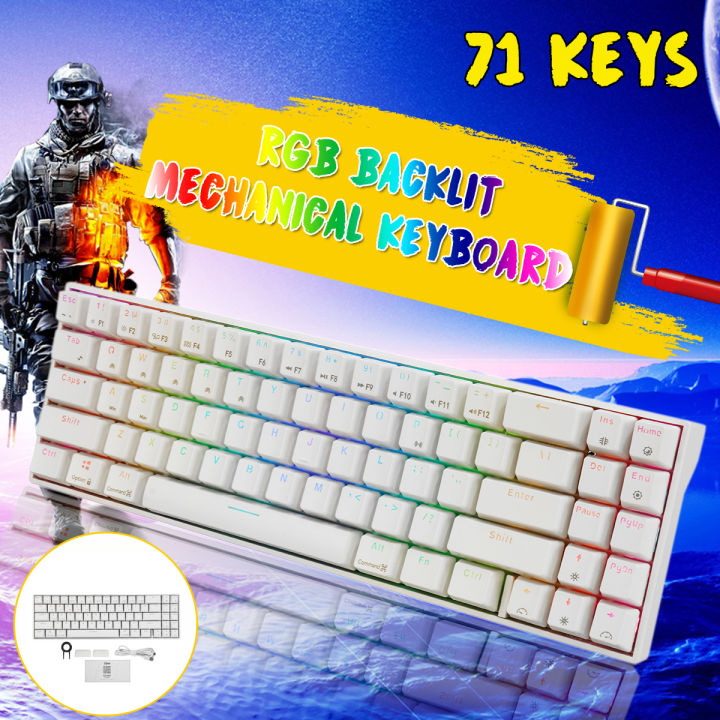 Royal Kludge RK71 Best 71 Keys Computers Dual Mode 3.0 + USB Wired RGB ...