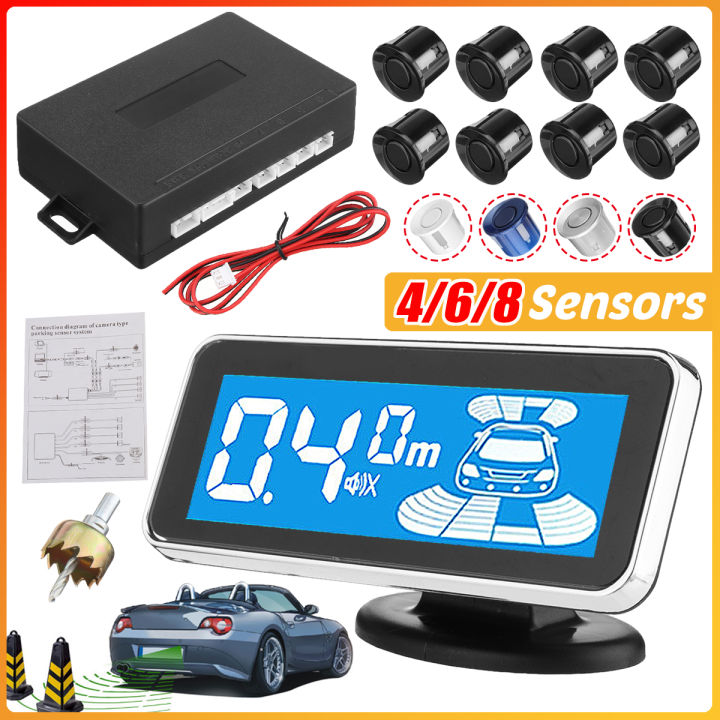 LCD Car Chic Parking Sensor Monitor Detector 4/6/8 Radar Sound Alert ...