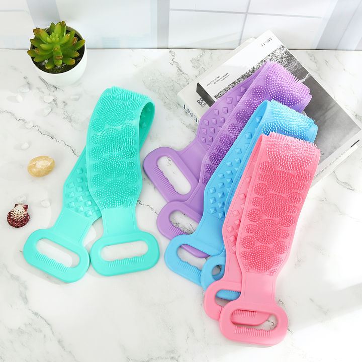 Exfoliating Loofah Loofa Back Strap Bath Shower Body Silicone Scrubber ...