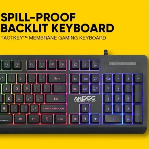 Armaggeddon AK666 Kalashnikov Spill Proof Backlit Membrane Gaming ...