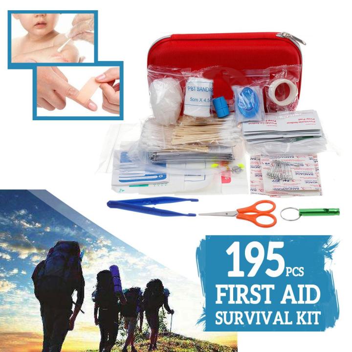 195Pcs First Aid Health Outdoors Sports Camping Survival Kit Emergency ...