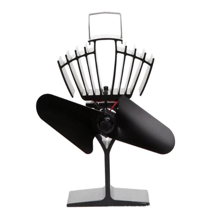 2-Blade Heat New Powered Mini Stove Top Fan Wood Log Burning Fire ...