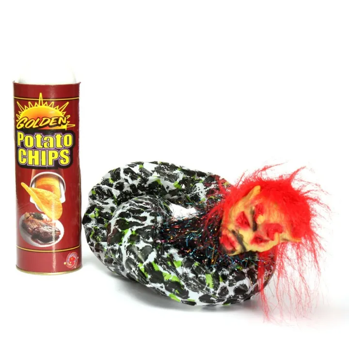 Funny Magic Chip Popcorn Can Flexible Devil Spring Snake Trick Joke Toy ...