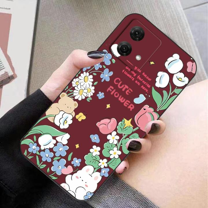 For Motorola G84 5G Back Cover Case Fashion Flower rabbit Square Frame ...