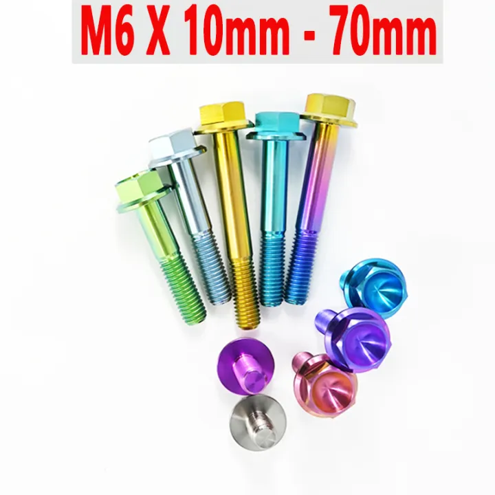 GR5 TC4 Titanium Bolt M6X10 15 20 25 30 35 40 45 50 55 60 65 70mm Hex Head Flange M6 Screw for ...