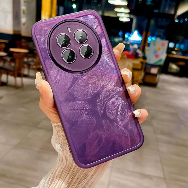 lthmy for Realme 12 Pro+ 5G TPU Feather Pattern Shockproof Phone Case ...
