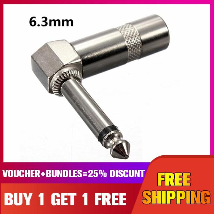1/4" 6.3mm Right Angle Jack Plug Connector Male Audio Microphone Cable ...