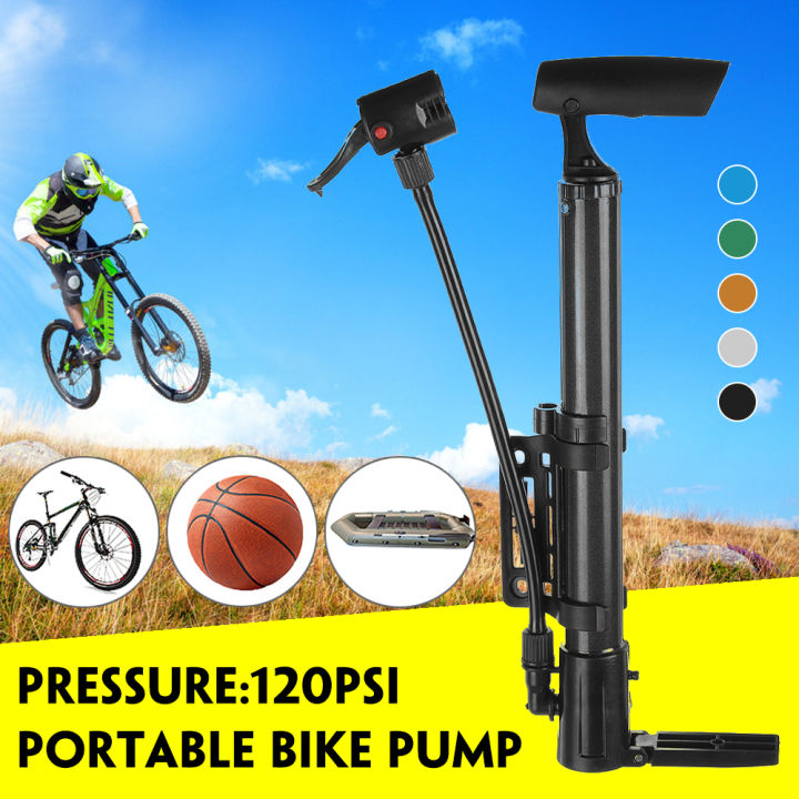 120PSI High Permium Pressure Floor Standing Bike Pump Cycle Bicycle ...