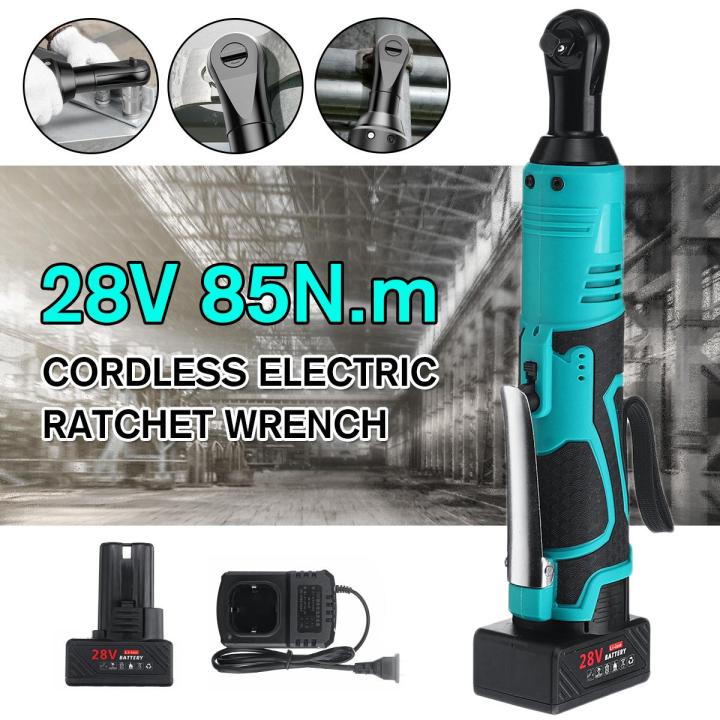 28V 7800mAh 260RPM 3/8'' 85Nm Electric Cordless Ratchet Right 90o Angle ...