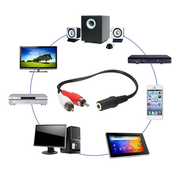 3.5mm Stereo Female Jack To 2 RCA Male Plug Adapter Headphone Y Audio ...