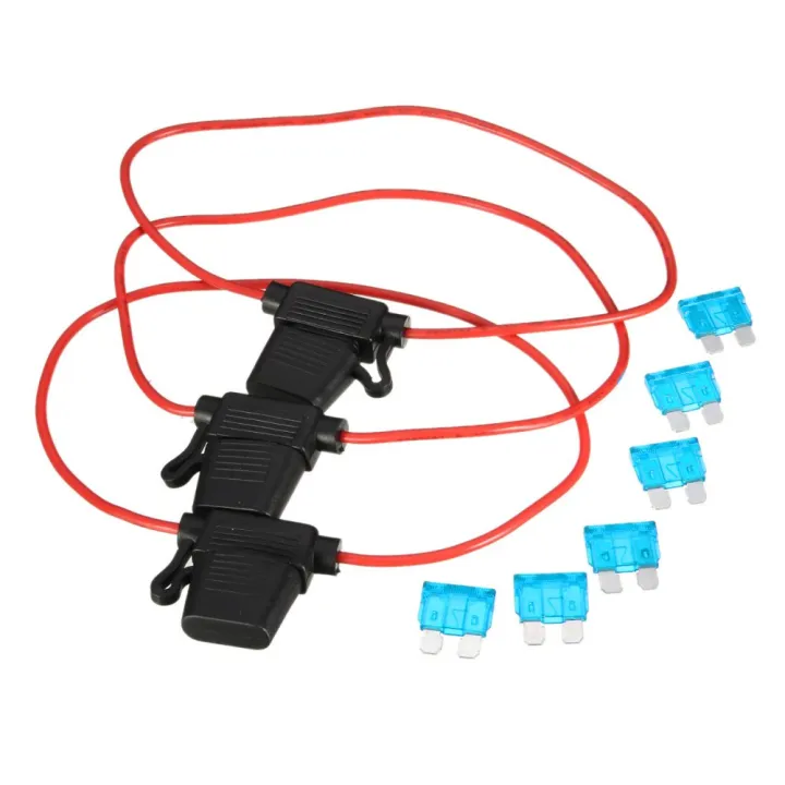 3PC 400mm 16 Gauge ATC Fuse Holder Motors In-line AWG Wire + 6PCS 19mm ...
