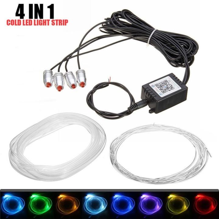 4in1 6.2M Chic Sound Active EL Neon Strip Light RGB LED Car Interior ...