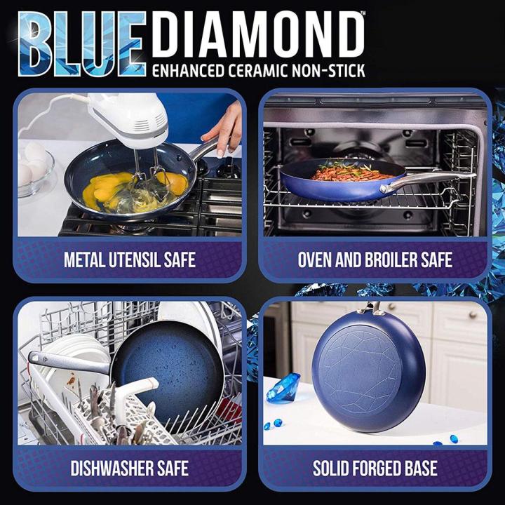 Blue Diamond Toxin TK-gj08 Free Ceramic Pan Nonstick Metal Utensil Open ...