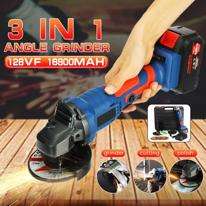 3 in 1 128VF Electric Cordless Brushless Angle Grinder Grinding Power ...