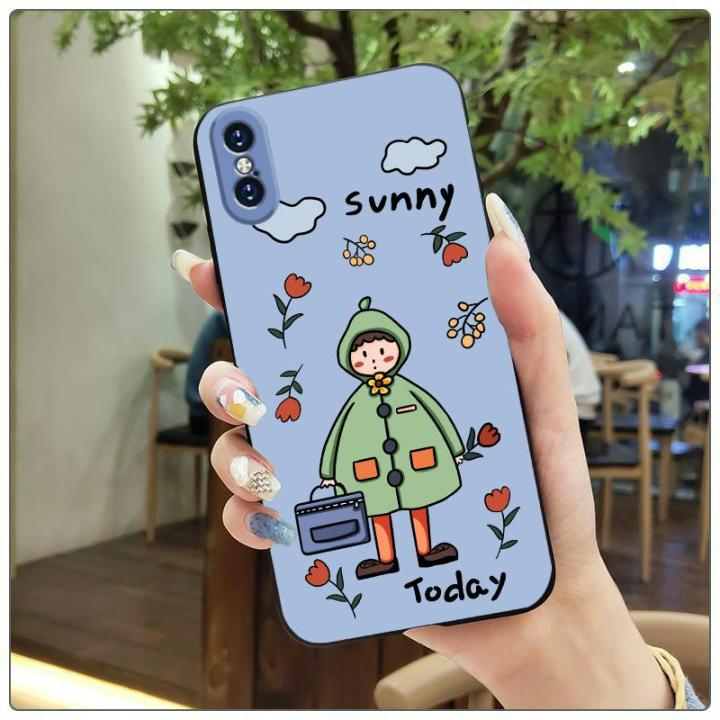 For iPhone XR Back Cover Case Fashion Cartoon girl Square Frame ...