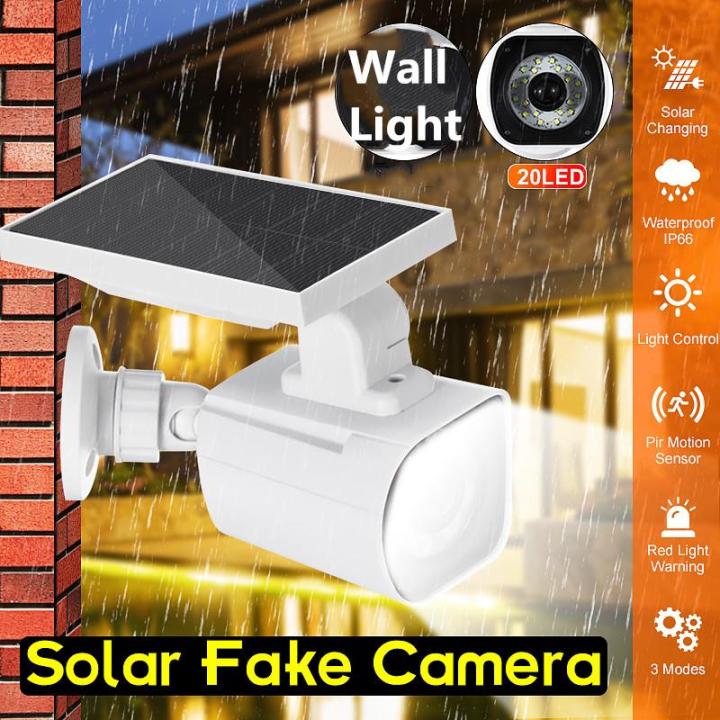 Solar Powered Motion Best Sensor 20 LED Lights Dummy Fake CCTV Security ...