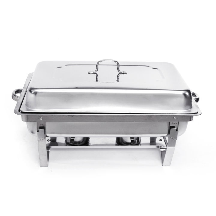 1/2PCS 9L 3 Plates Foldable Stainless Steel Square Buffet Stove Dish ...
