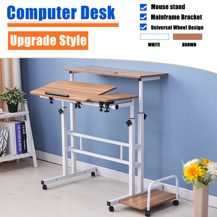 Mobile Rolling Stand-Up Premium Computer Desk Workstation Height ...