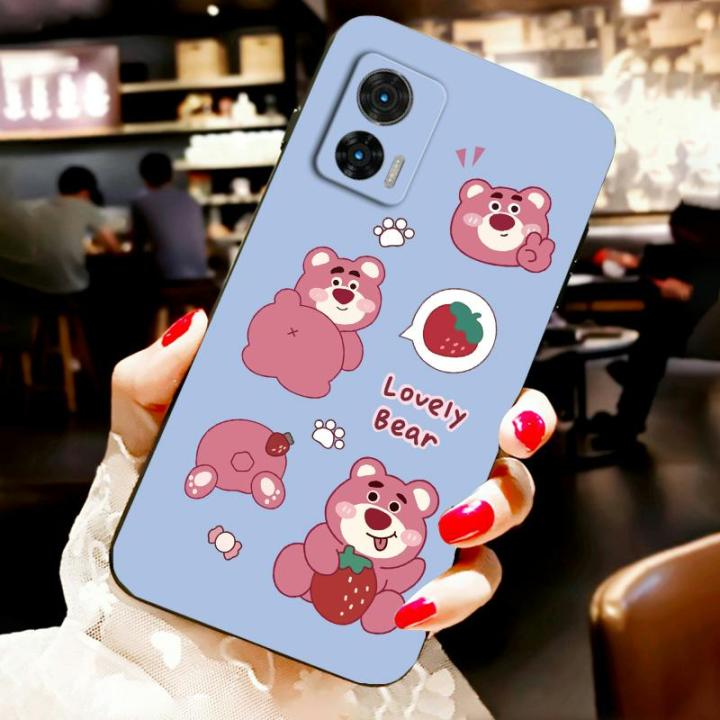 For Motorola Edge 30 Neo Back Cover Case Fashion Strawberry Bear Square ...