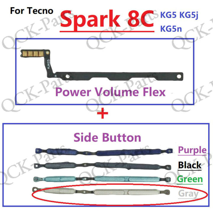 For Tecno Spark 8C KG5k KG5j KG5n Switch Key Power On Off and Volume up ...