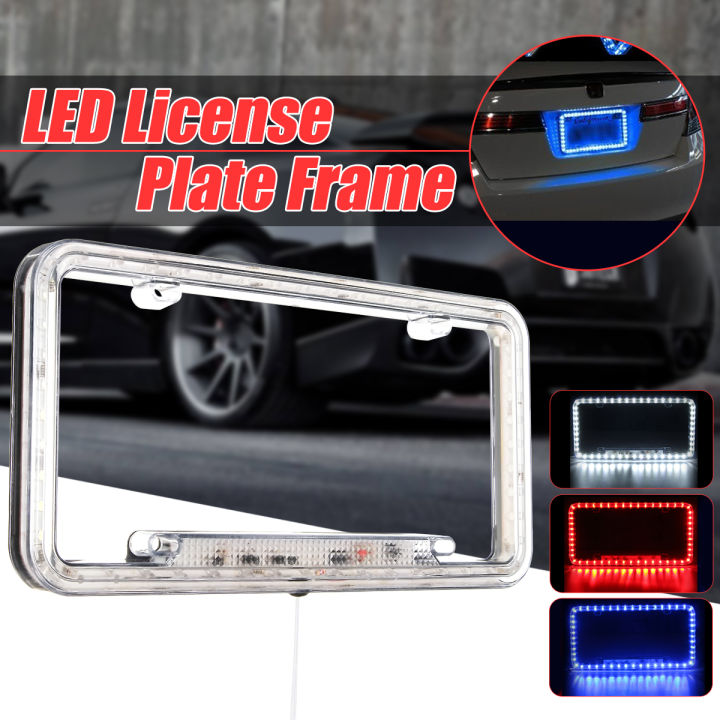 Universal 54LED Car Front Rear Number License Plate Frame Cover w ...