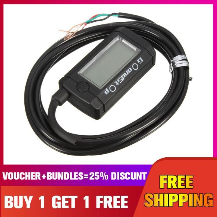 2 PCS Tachometer Hour Meter Max RPM LCD Digital Display Motorcycle Bike ...