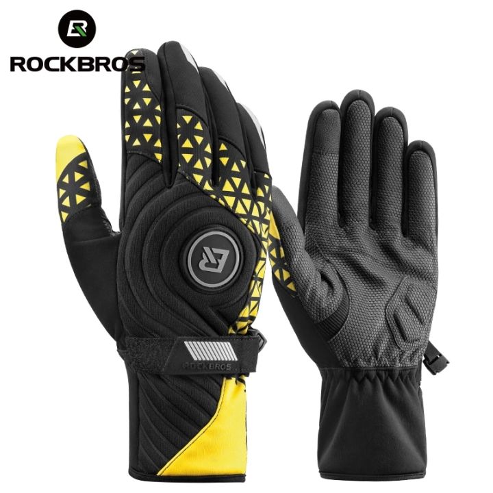 ROCKBROS Cycling Full Finger Gloves Windproof Anti-slip Gloves Polar ...