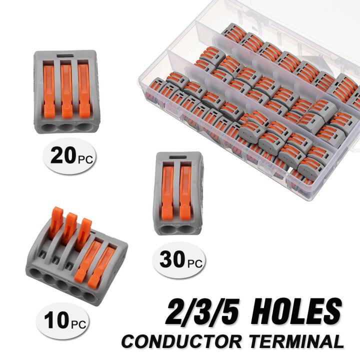 60Pcs 2/3/5 Holes Tools DIY Spring Conductor Terminal Block Electric ...