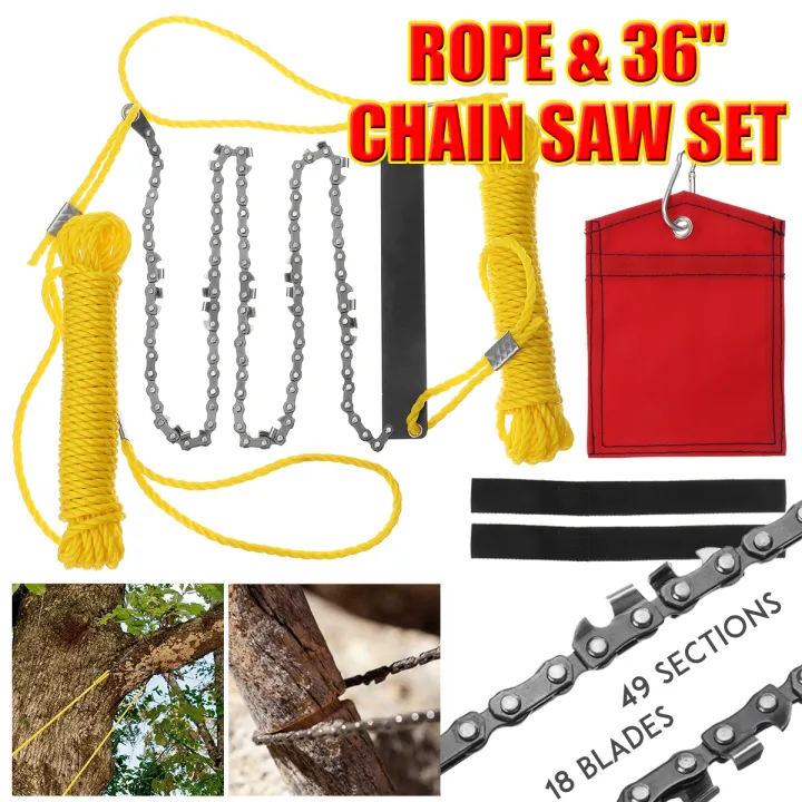 36" Outdoor Best High Reach Tree Tools DIY Hand Rope Chain Saw Blades ...