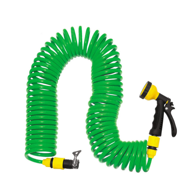 Coiled Garden New Hose with Spray Nozzle Flexible Pipe Water Sprinkle ...
