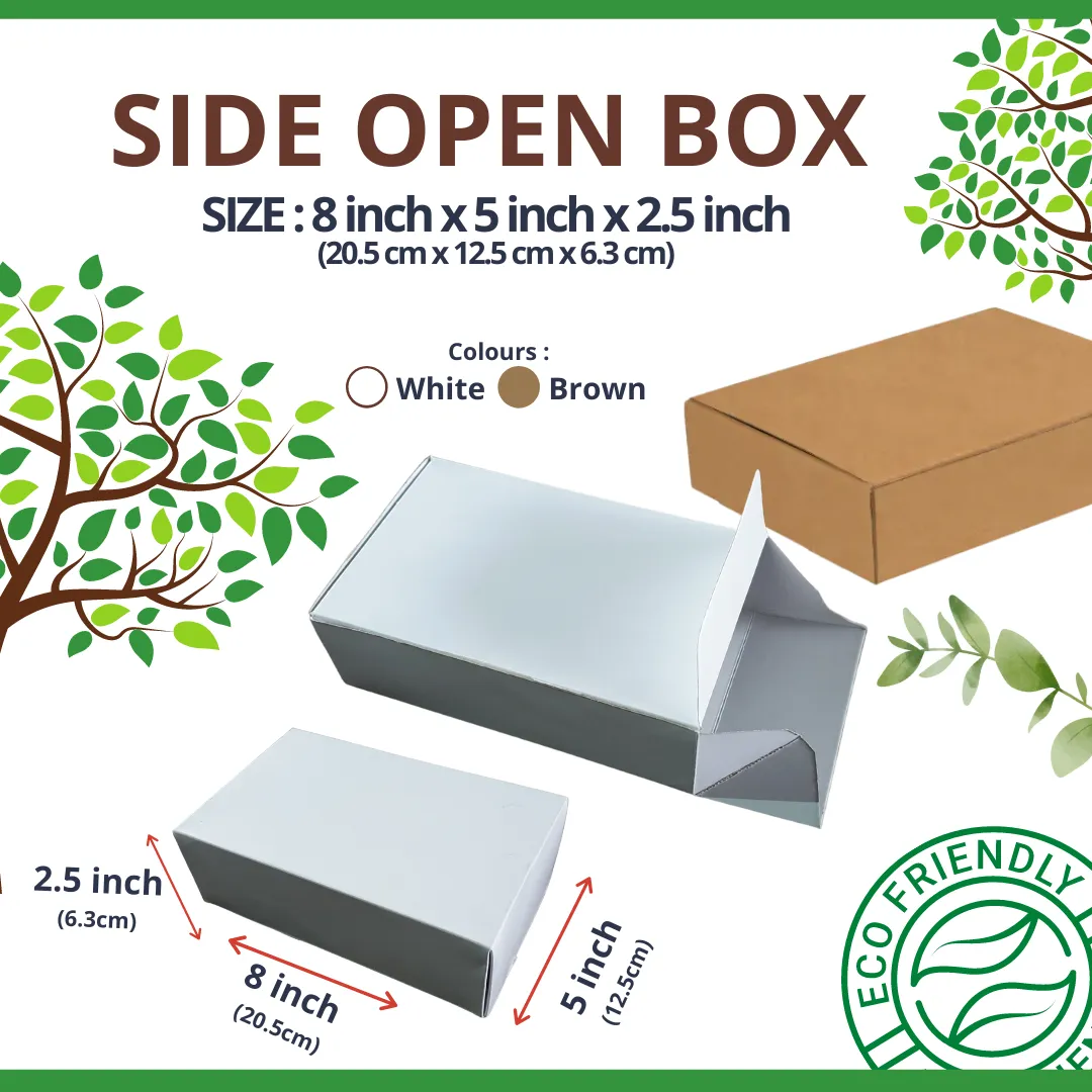 Side Opening Cardboard Box (20.5 x 12.5 x 6.3 cm) - 50 Boxes | Daraz.lk