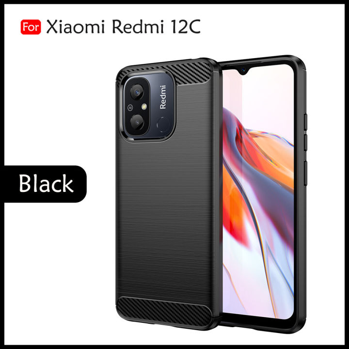 tzmar for Xiaomi Redmi 12C Case Cover Carbon Fiber Brushed TPU Silicone ...