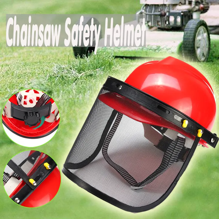 Chainsaw Brushcutter Safety Helmet Mask Mesh Visor & Ear Defender Muffs ...