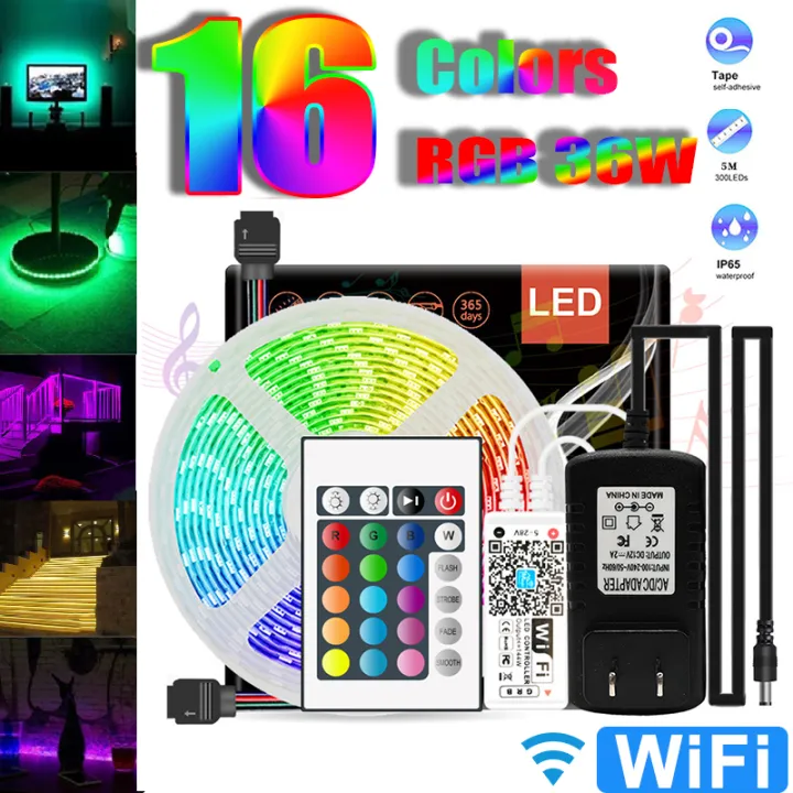 36W 5M 300 Chic LED Roll RGB Strip Light 3528 Color Changing + IR ...