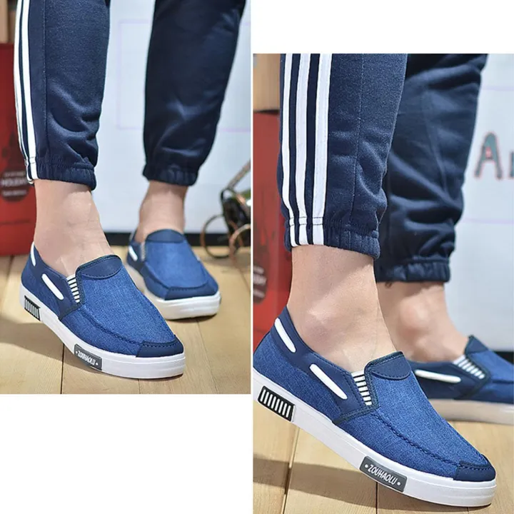 Men's Slip Durable On Canvas Loafers Driving Moccasin Shoes Flats ...