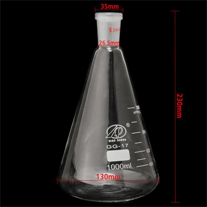 New【Free Shipping + Flash Deal 】1000ml 24/40 Glass Erlenmeyer Flask 1L ...