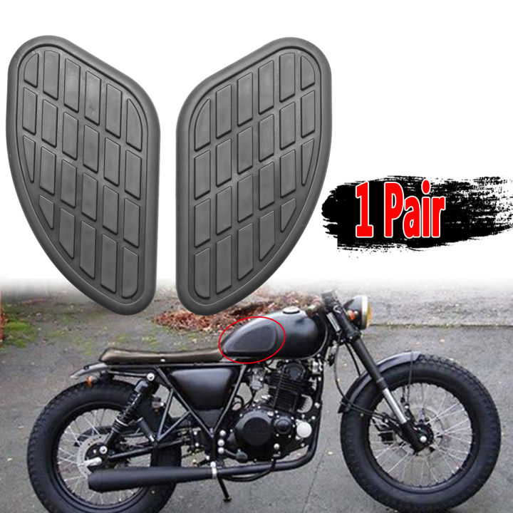 Black Motorcycle Rubber Vintage Gas Tank Knee Pads Side Panel Traction ...