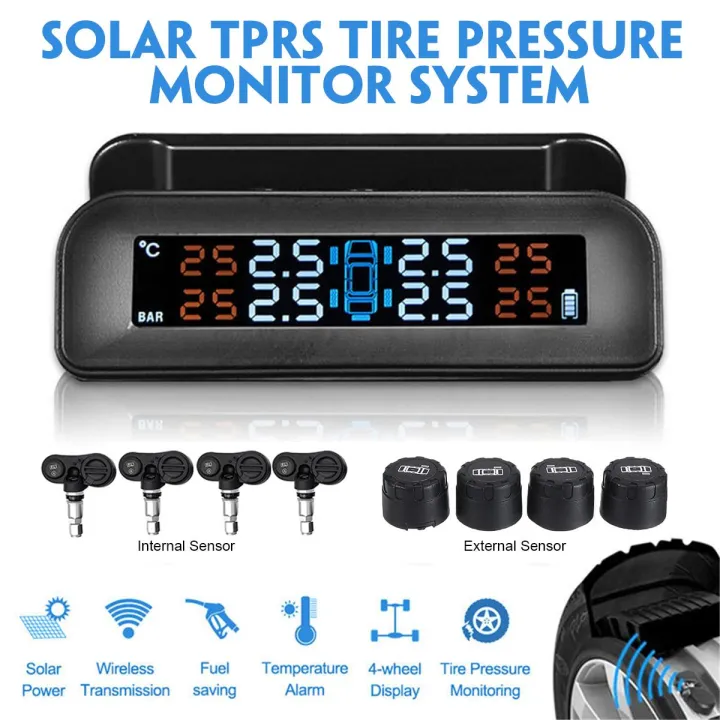 TPMS Motors Solar Power with HD LCD Screen Real-time Displays 4 Tires ...