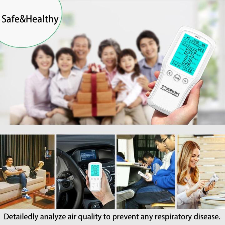 8 in1 Digital Formaldehyde Detector PM2.5 PM10 Gas Analyzer Air Quality ...
