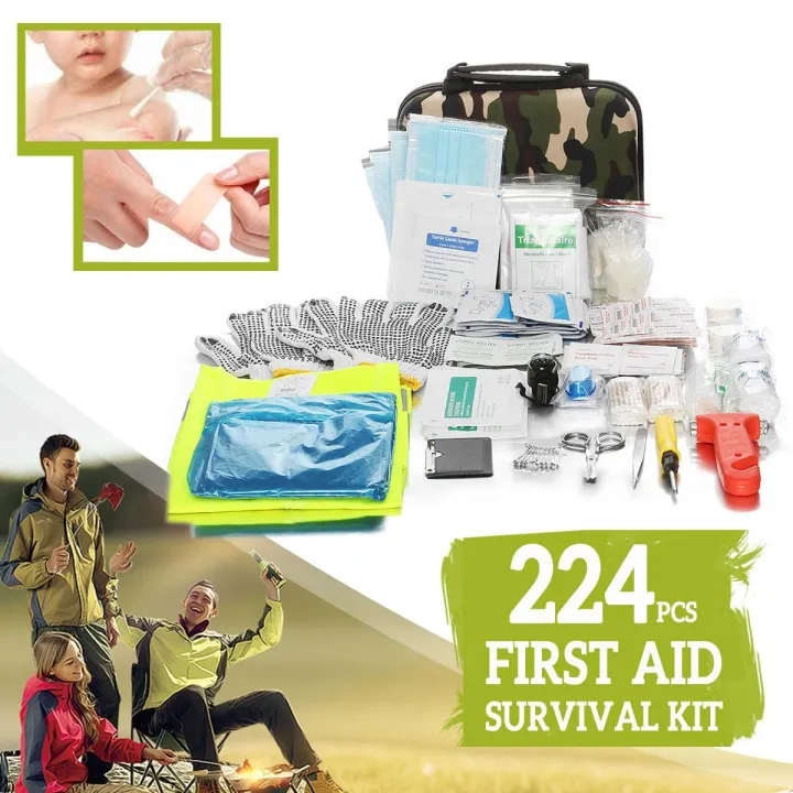 224Pcs First Aid Health Outdoors Sports Camping Survival Kit Emergency ...