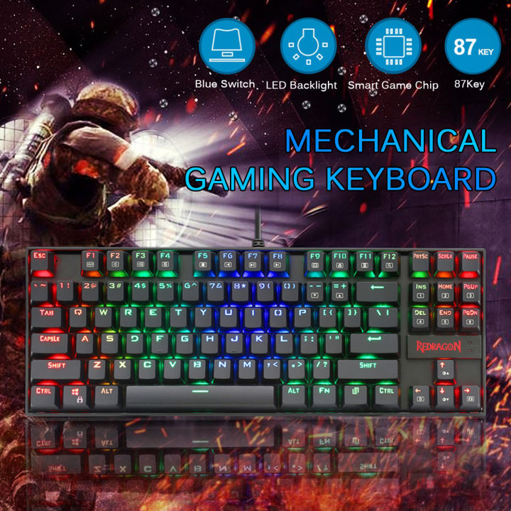 Redragon K552 87 Computers Keys NKRO USB Wired Blue Switch ABS Keycaps ...