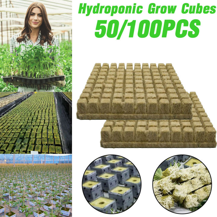 50/100Pcs Tools Durable DIY Rockwool Stonewool Hydroponics Grow Starter ...