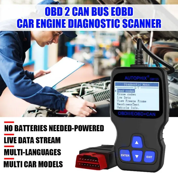 Autophix Om123 Chic OBD2 Code Reader Car Scanner Diagnostic Tool for ...