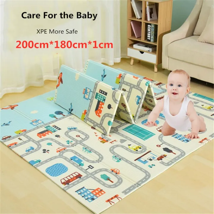 Foldable Play New Mat 2M Safe Thick Infant Foldable Cartoon Baby Play ...