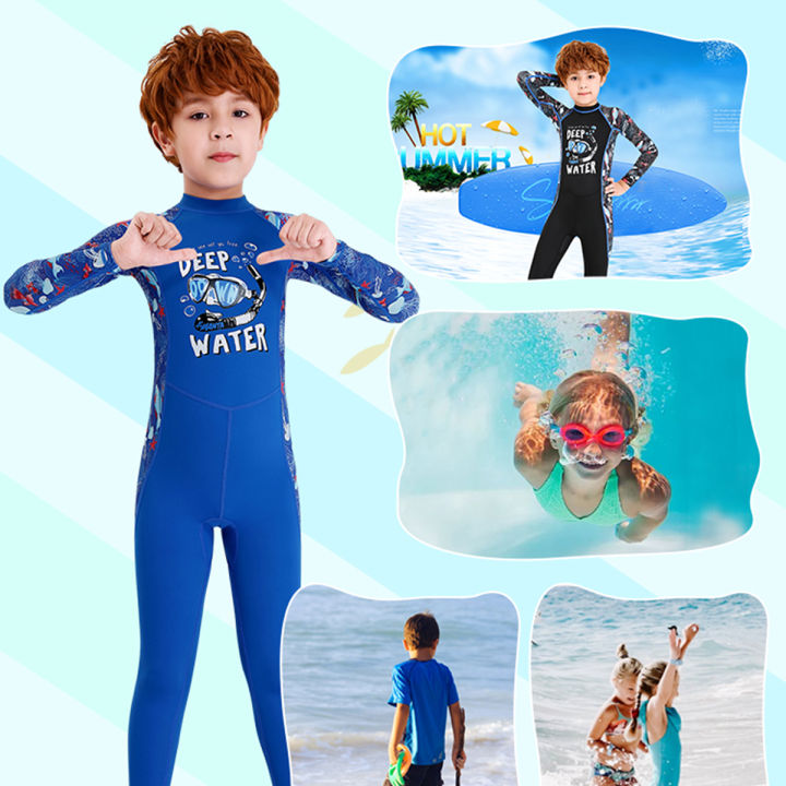Boys Girls Full Length Wetsuit Full Body Wetsuit Kids Long Wet Suit ...