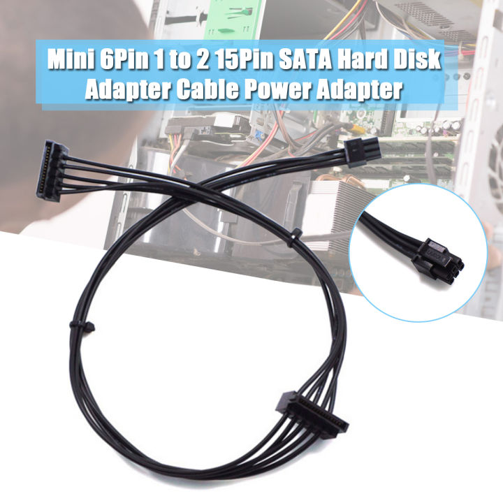 45cm Mini 6Pin 1 to 2 15Pin SATA Hard Disk Adapter Cable Power Adapter ...