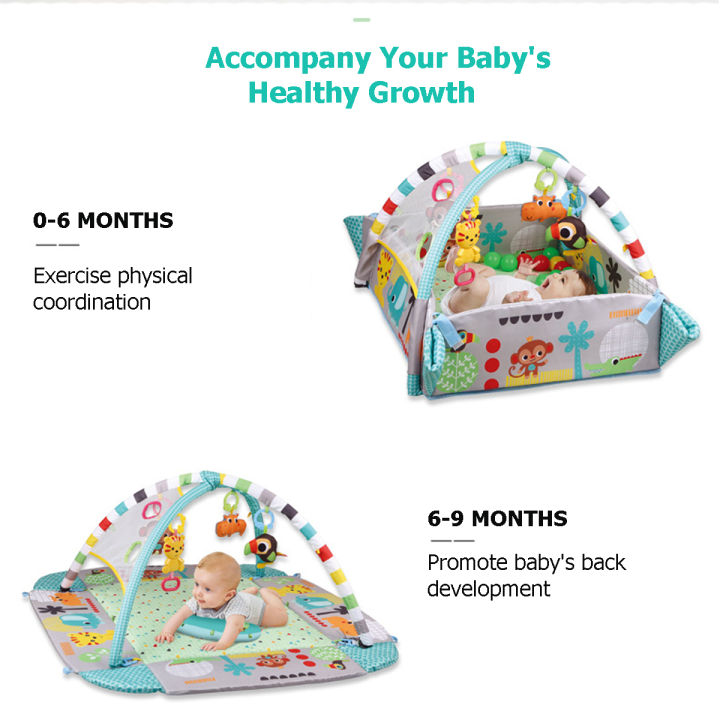 Foldable Kids Play Mat + Baby Toys Toddler Activity Gym Floor Carpet ...