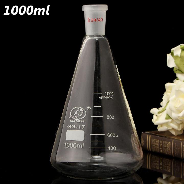Hot sell 】1000ml 24/40 Glass Erlenmeyer Flask 1L Conical Bottle Lab ...